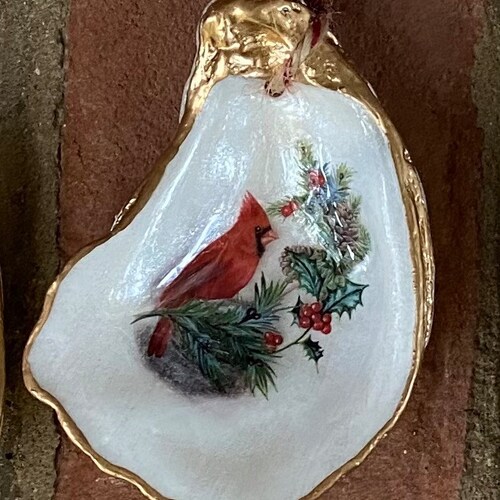 Oyster Shell Cardinal Ornament - Etsy