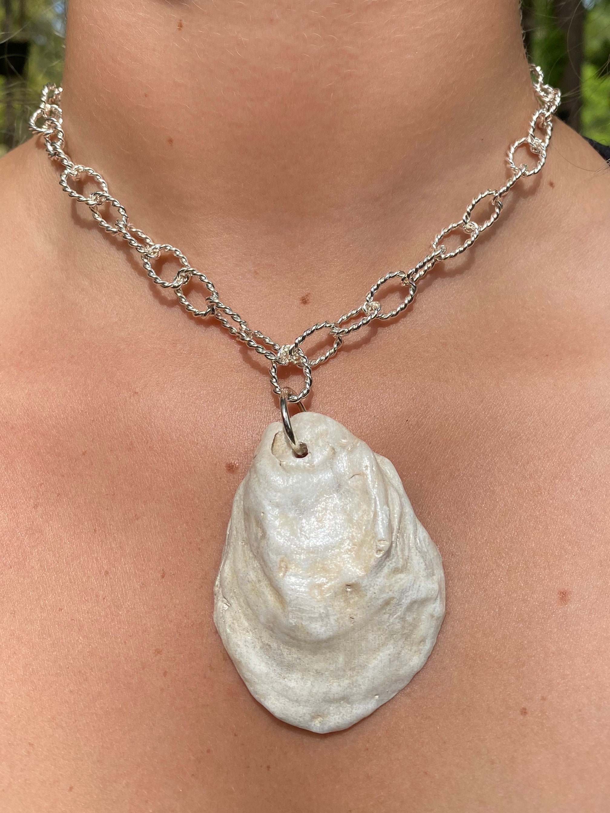 Silver Oyster Shell Necklace - Etsy