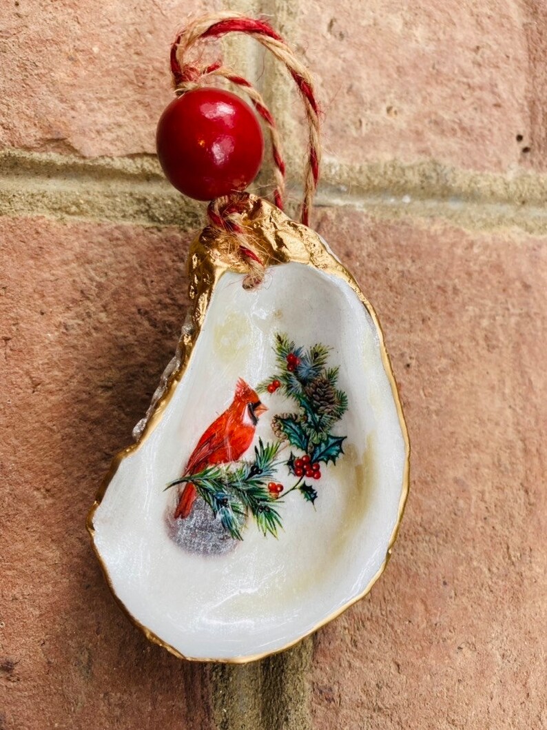 Oyster Shell Cardinal Ornament - Etsy