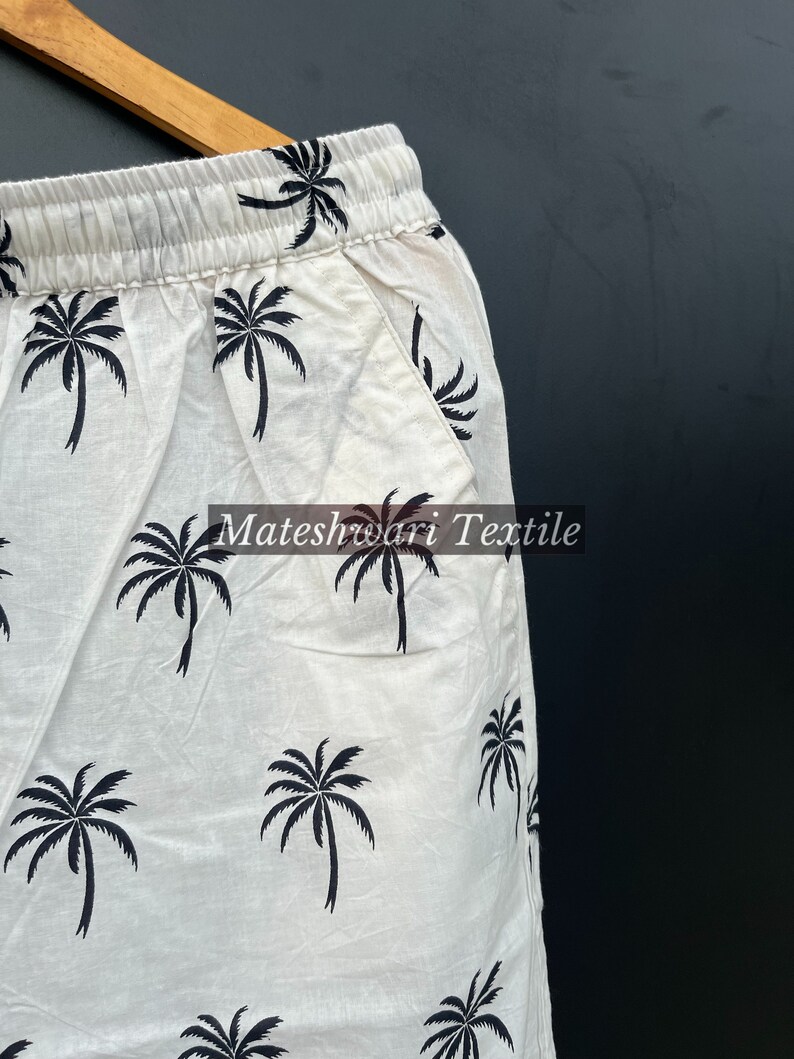 Palm Tree Cotton Floral Print Pants/ Women Lounge Pants/ Beach Pants ...