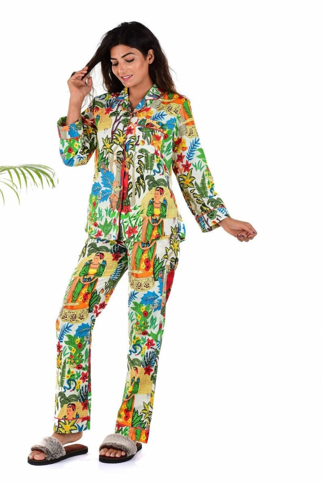 Handmade Frida Kahlo Cotton Pajama Set: Indian Night Suit - Etsy