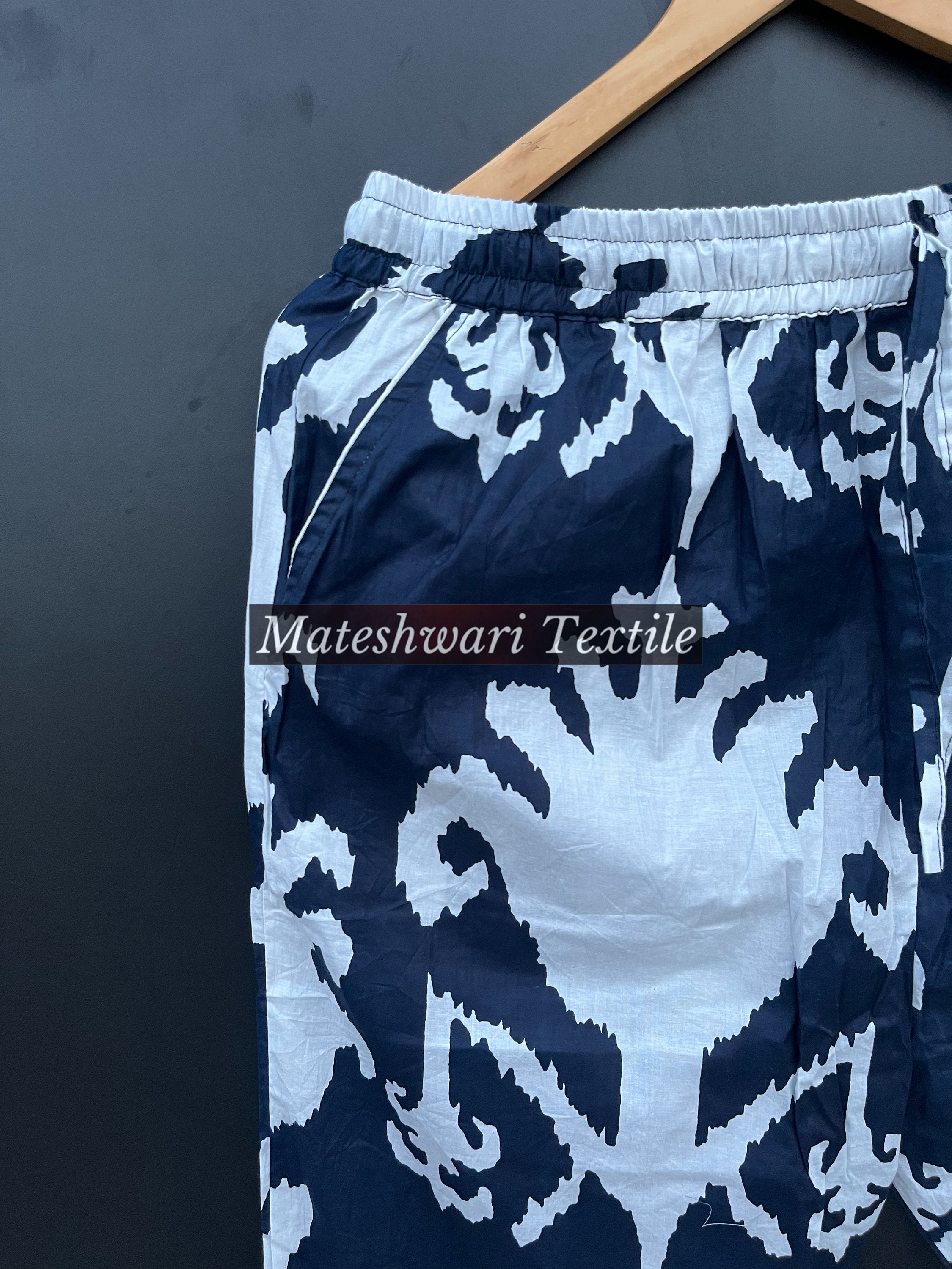 Black Ikat Print Cotton Pajama Pants: Women's Boho Lounge Trousers - Etsy