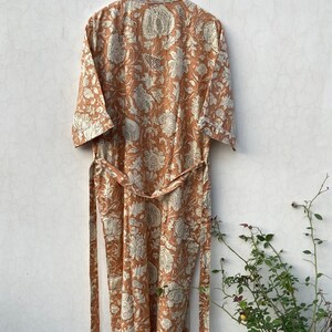 Cotton Kimono Robe Yukata Dressing Gown - Hand Printed 100% Light ...