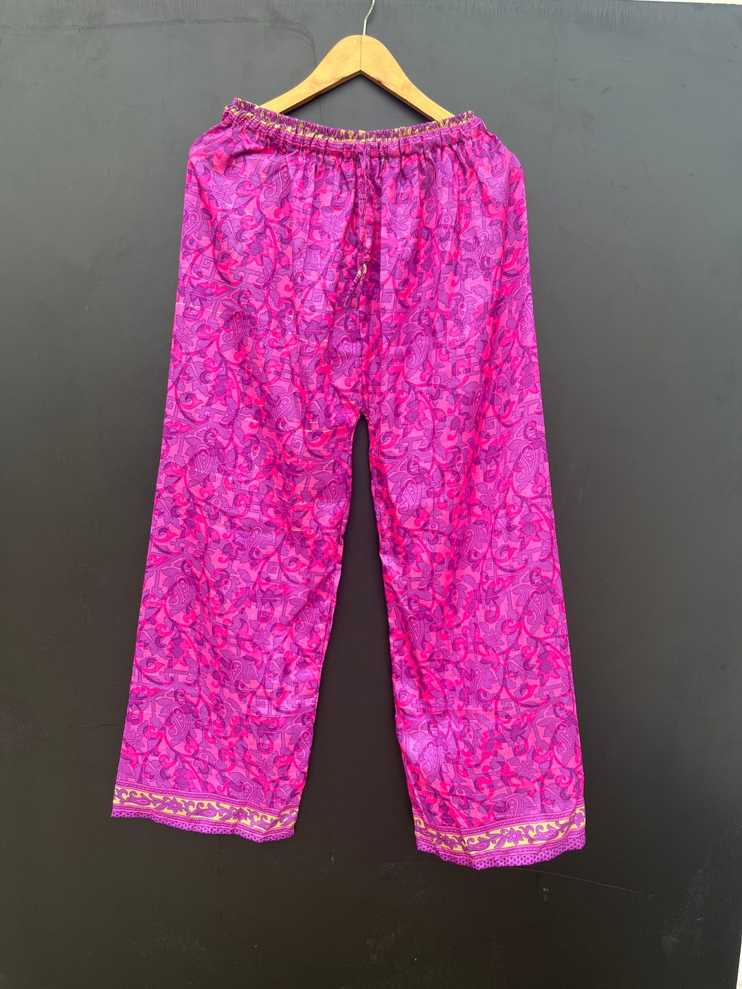 Floral Print Silk Pajama Pants, Women Lounge Pants, Beach Pants, Floral ...