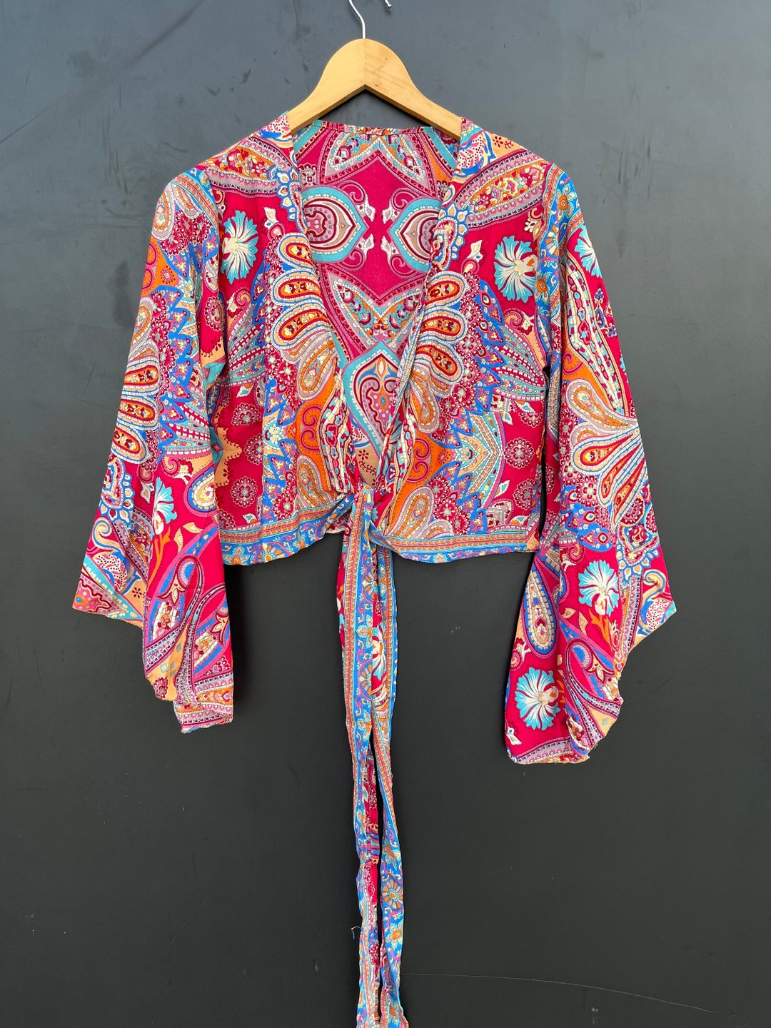 New Warp Top Bohemian Hippie Long Bell Sleeve Top Warp Top Cropped ...