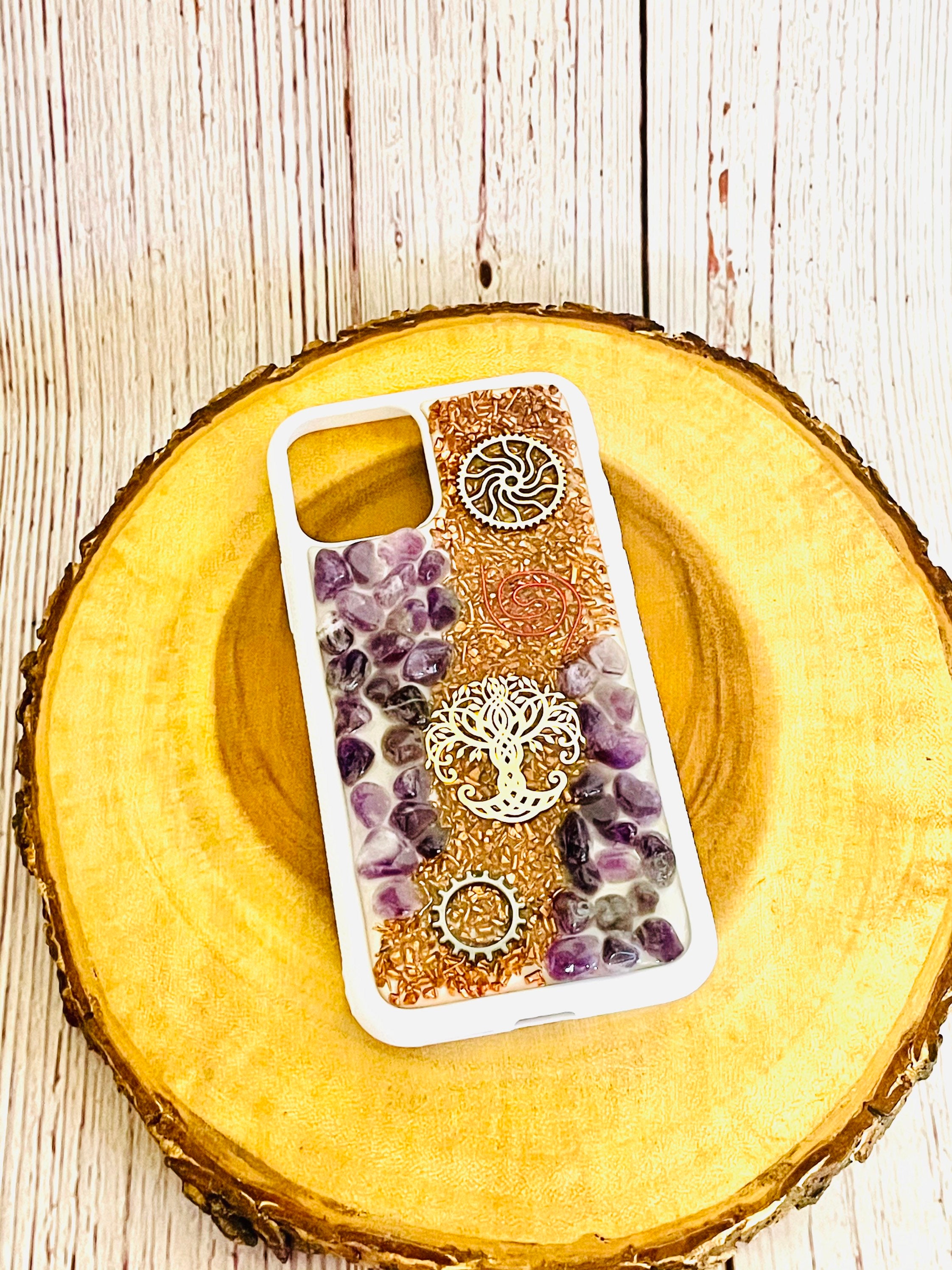 Real crystal iphone 11 pro phone case healing crystal orgone | Etsy