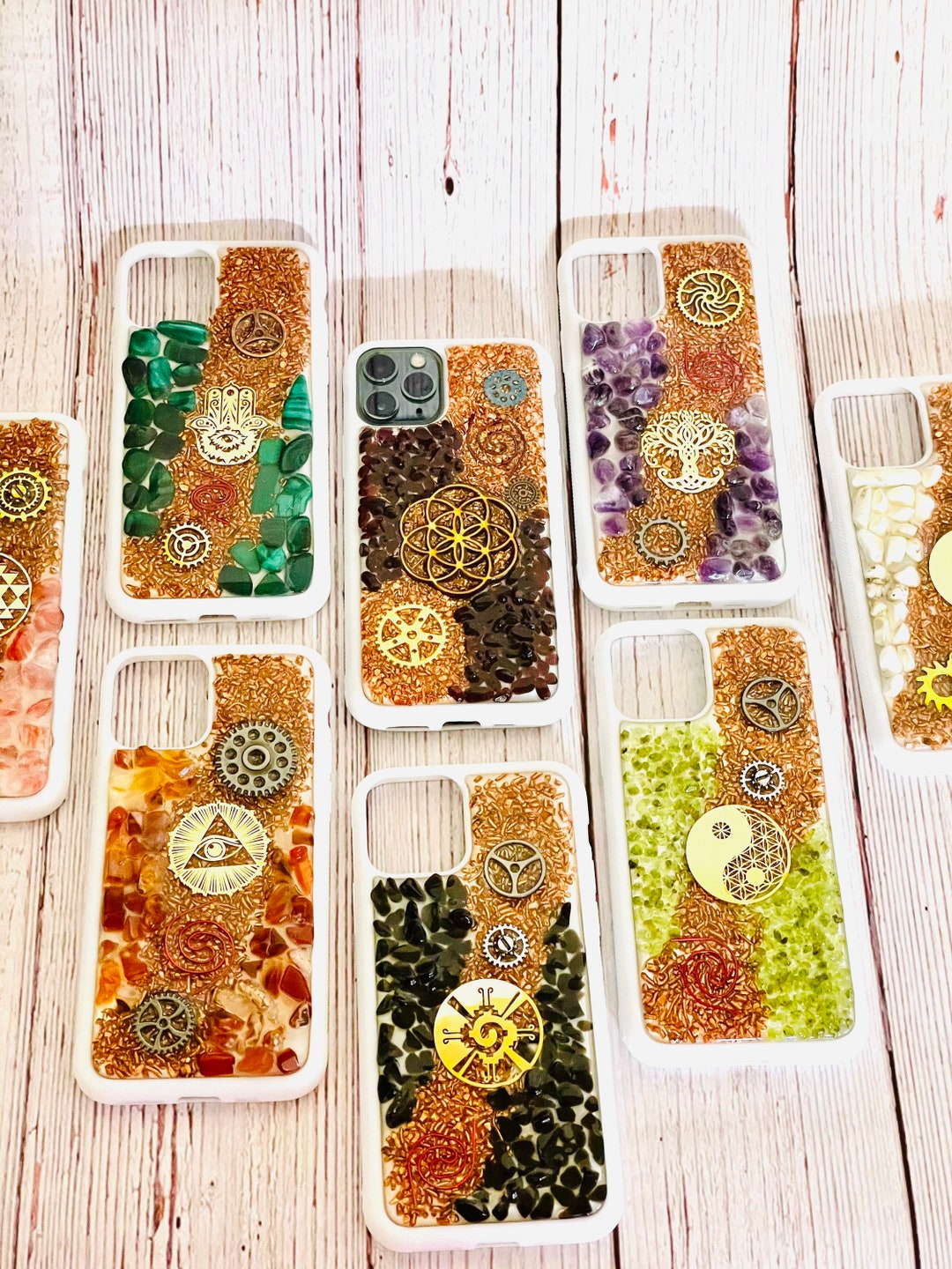 Real Crystal Iphone 11 Pro Phone Case Healing Crystal Orgone - Etsy