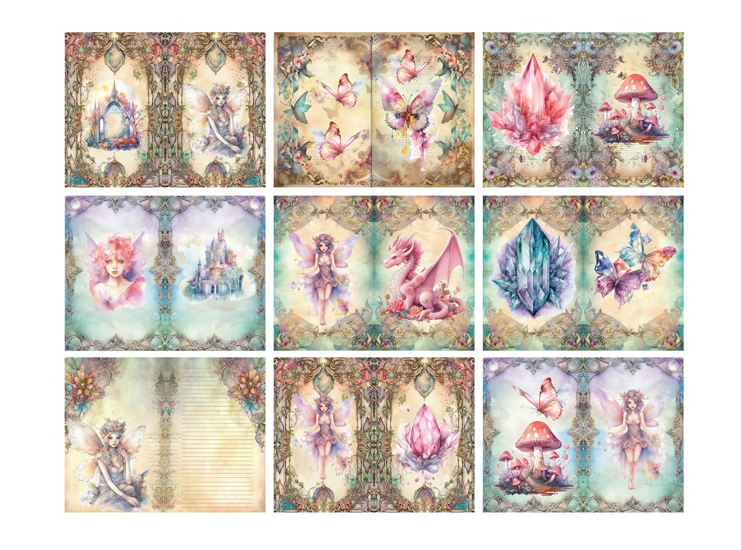 LADY BUTTERFLY Junk JOURNAL Kit, Butterfly Fantasy World Kit , Fantasy ...