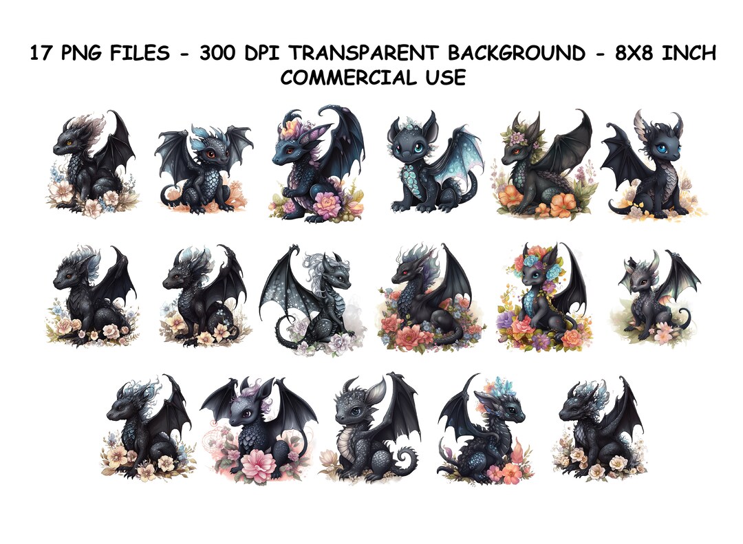 FANTASY DRAGONS WATERCOLOR Clipart, Magical Dragons Clipart Png ...