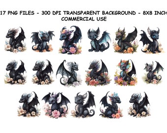 FANTASY DRAGONS WATERCOLOR Clipart, Magical Dragons Clipart Png ...