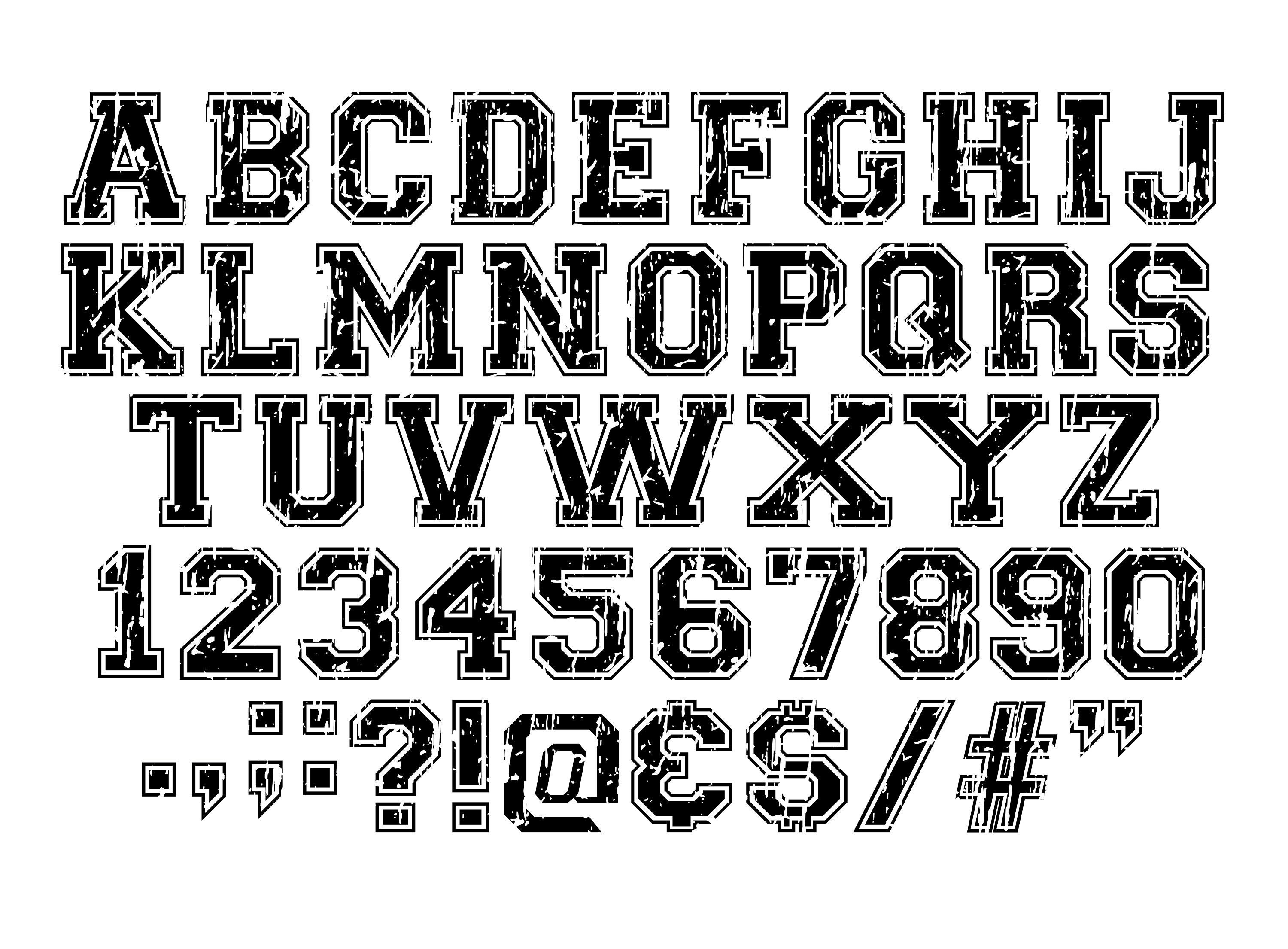 VARSITY DISTRESSED FONT Svg, Varsity Distressed Alphabet Svg ...