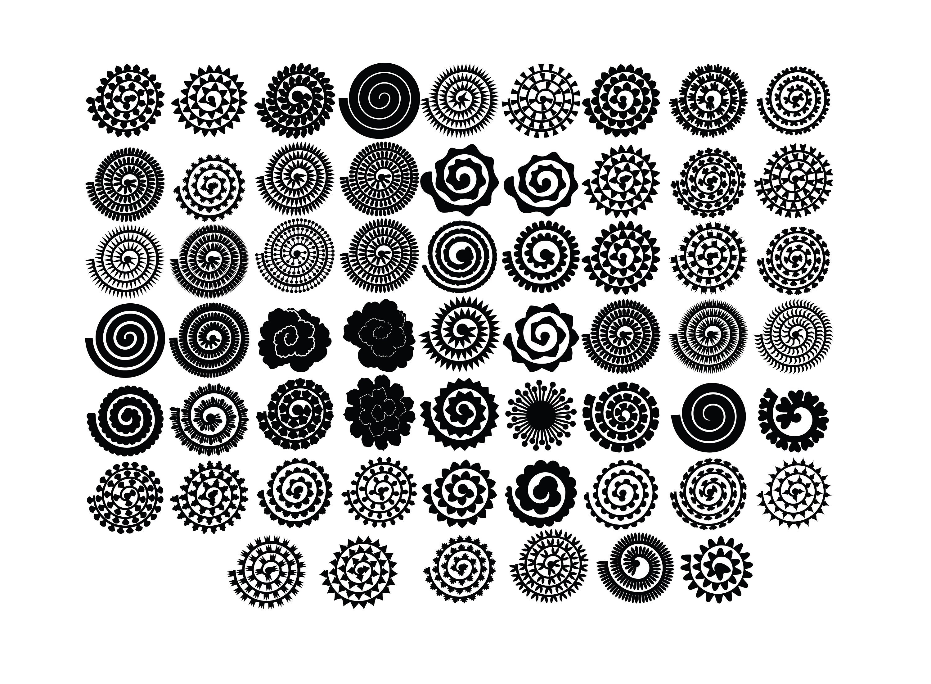 ROLLED FLOWER SVG Rolled Flowers Template Cut Files Rolled - Etsy