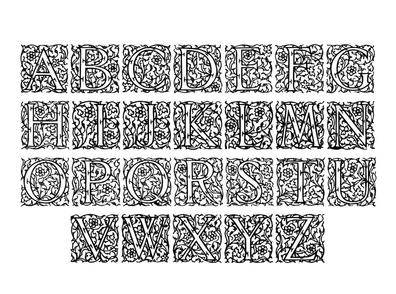 ORNAMENTAL ALPHABET SVG Files Ornamental Alphabet Clipart - Etsy