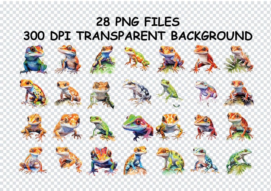 GECKO ART WATERCOLOR Png, Colorful Lizard Art, Whimsical Reptile Art - Etsy