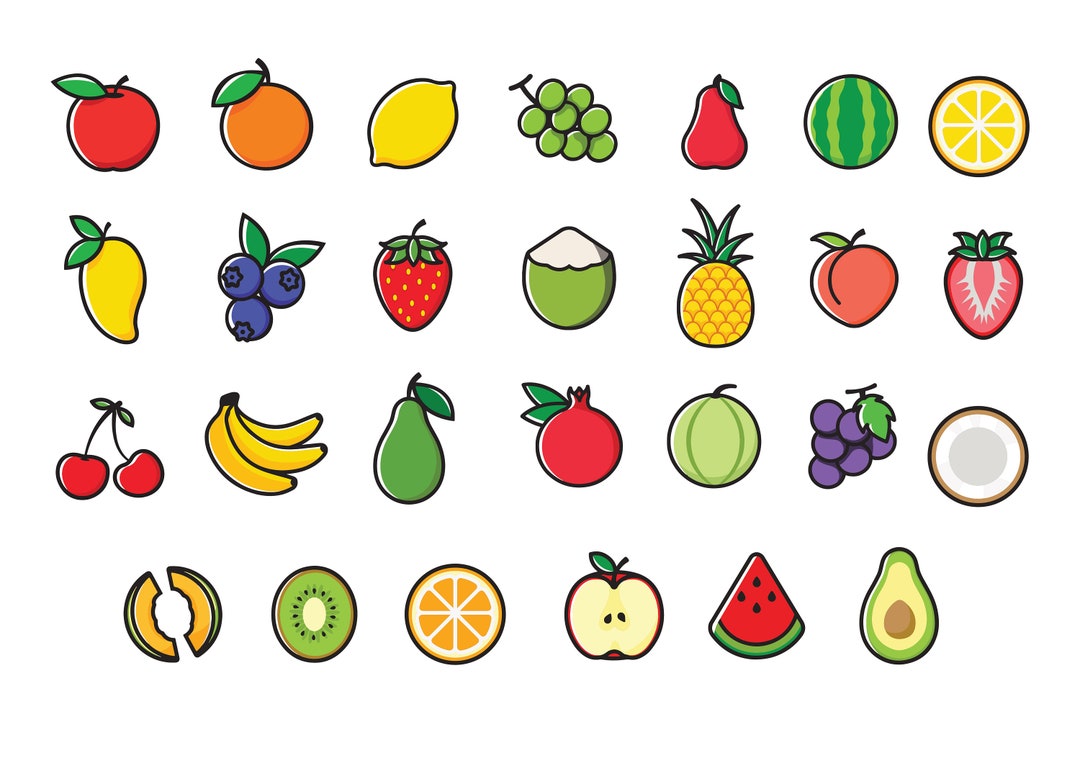 FRUIT ICONS SVG Files, Fruit Icons Clipart, Fruit Icons Svg Files for ...