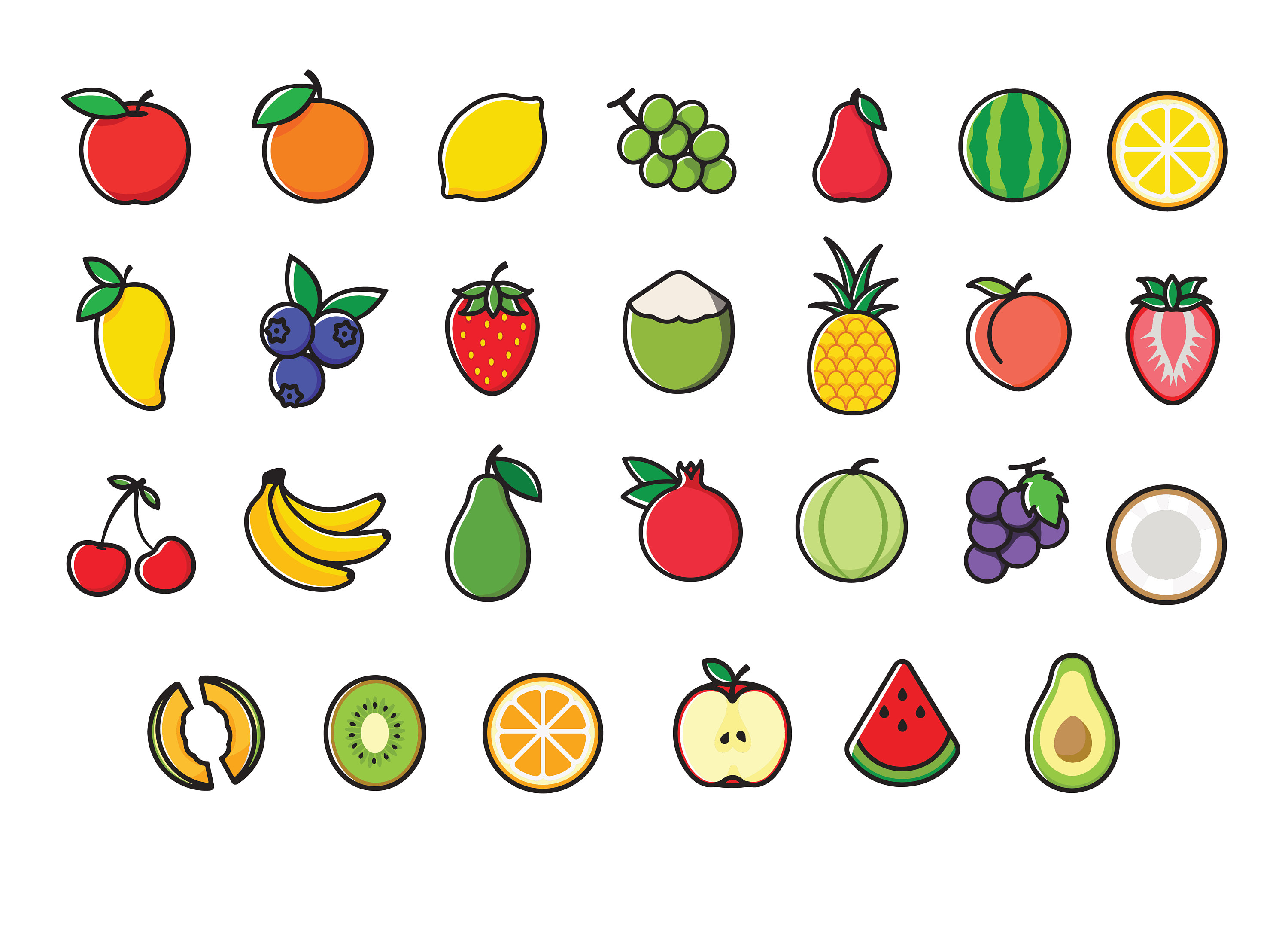 FRUIT ICONS SVG Files Fruit Icons Clipart Fruit Icons Svg - Etsy