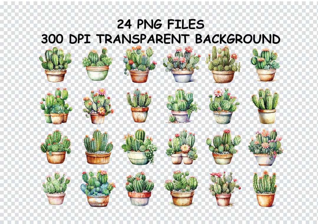 CACTUS ART WATERCOLOR Png, Desert Plant Art, Indoor Plant Print - Etsy