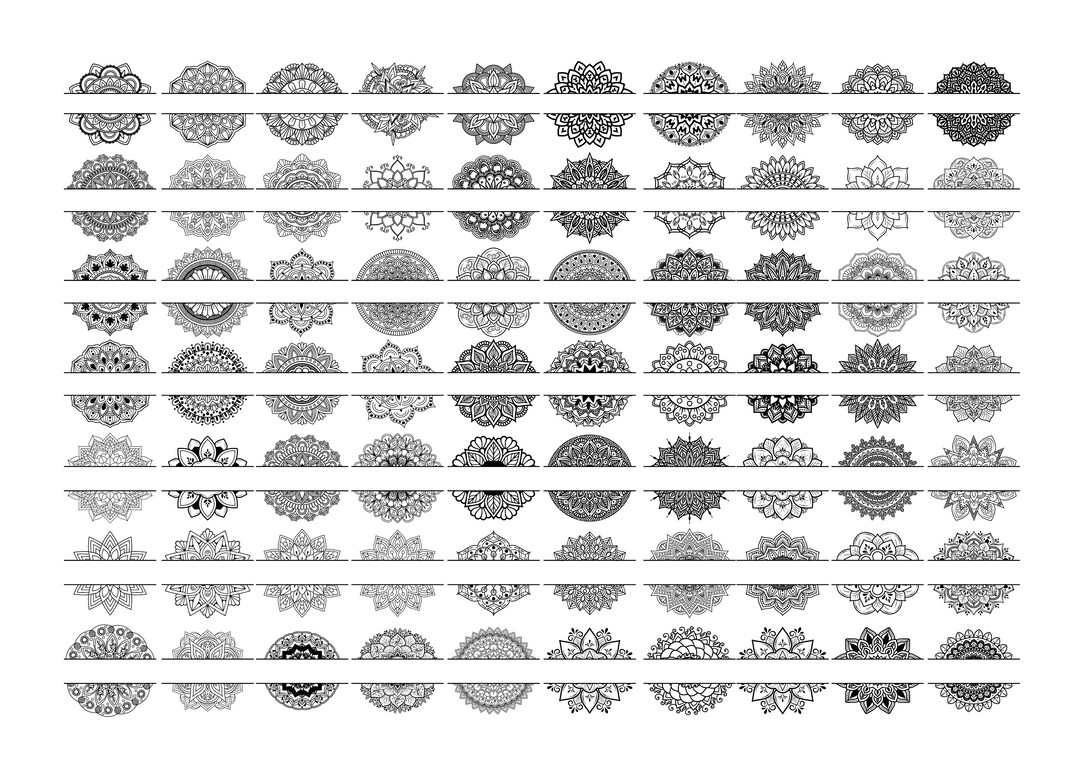 MANDALA SPLIT SVG, Split Mandala Clipart, Split Mandala Svg Cut Files ...