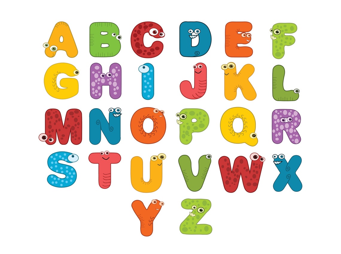 KIDS ALPHABET CLIPART Kids Alphabet Svg Files Cute Alphabet - Etsy
