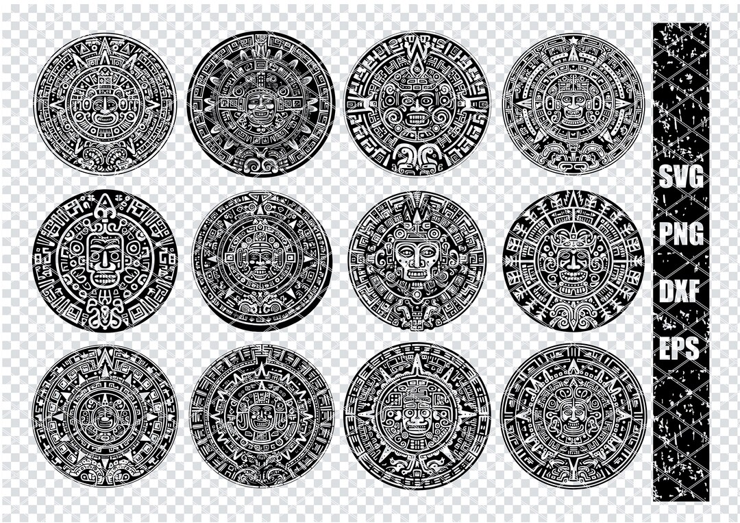 MAYAN CALENDAR SVG, Maya Glyph Svg Files for Cricut, Mesoamerican ...