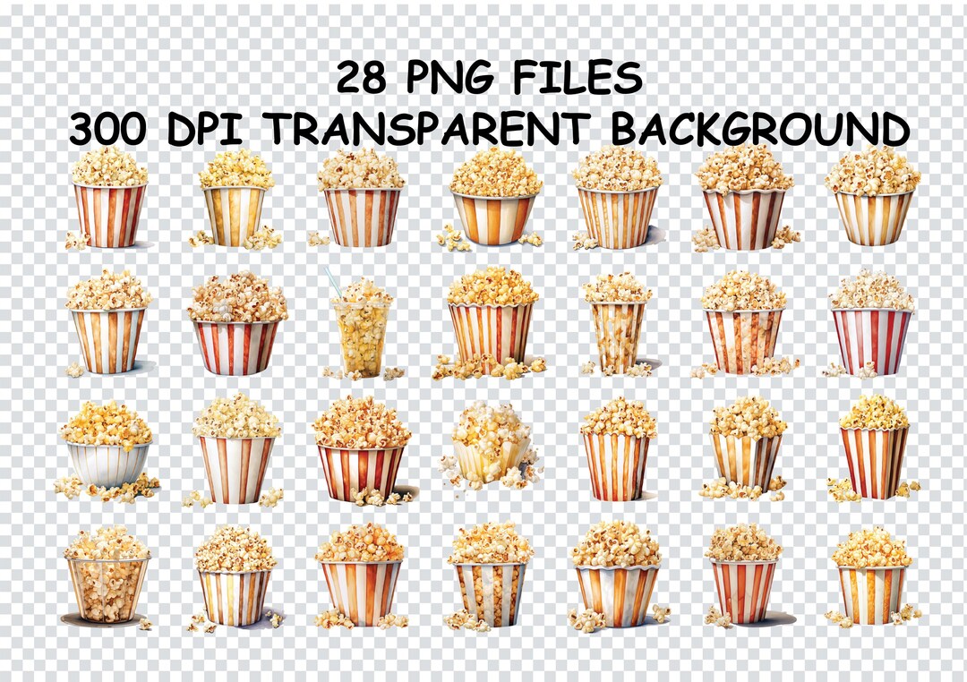 WATERCOLOR POPCORN PNG, Movie Night Png, Popcorn Illustration Png ...