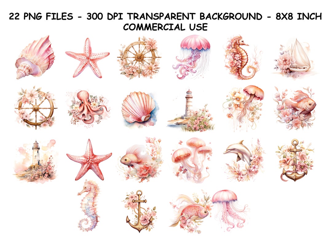 WATERCOLOR BOHO NAUTICAL Clipart, Watercolor Boho Nautical Png Files ...