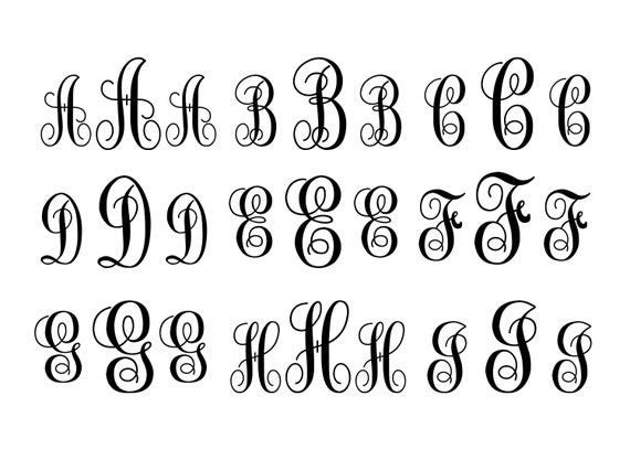 INTERLOCKING VINE MONOGRAM Svg Monogram Font Svg Vine - Etsy