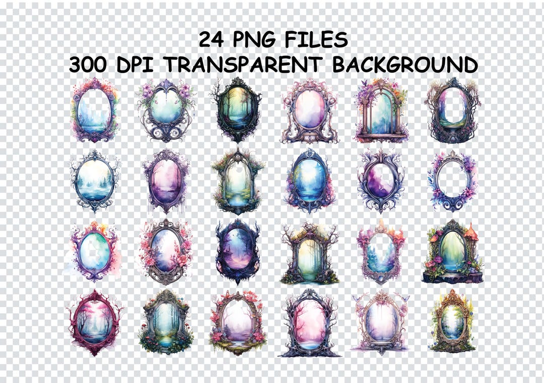 ENCHANTED MIRROR WATERCOLOR Png, Fairytale Decor Clipart, Magic Mirror ...