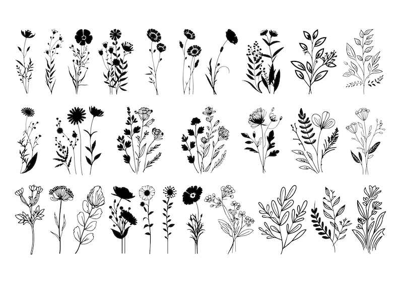 BOTANICAL SVG Bundle FLORAL Svg Bouquet Svg Cut Files - Etsy