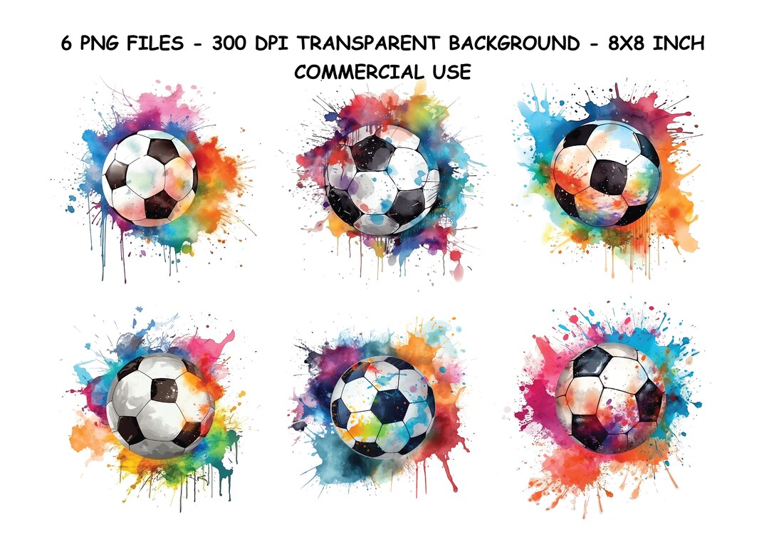 SOCCER BALL WATERCOLOR Clipart, Soccer Printable Watercolor Art, Soccer ...