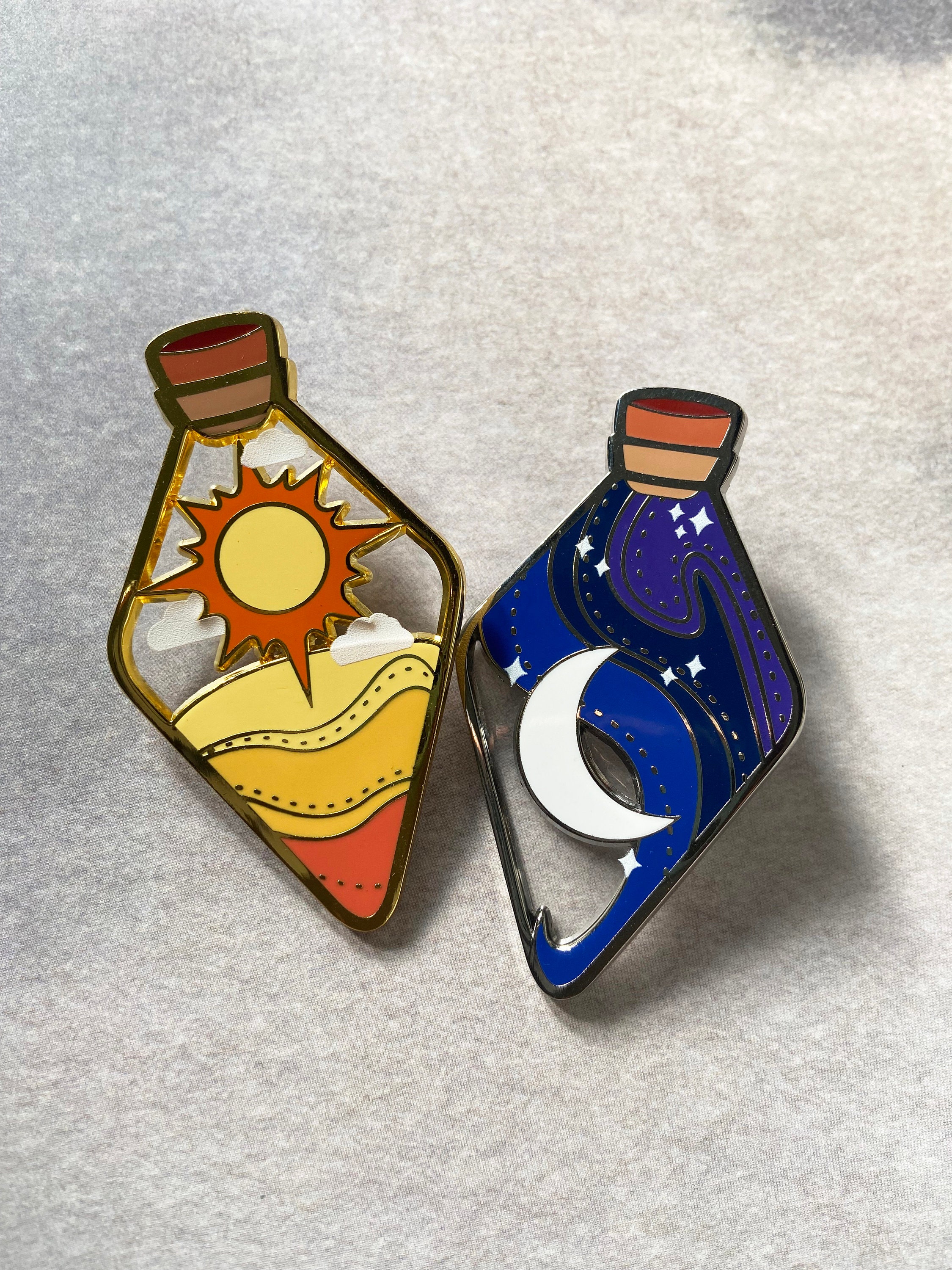 Sun and Moon Potion Bottle Transparent Enamel Pin // Couple / Friend ...