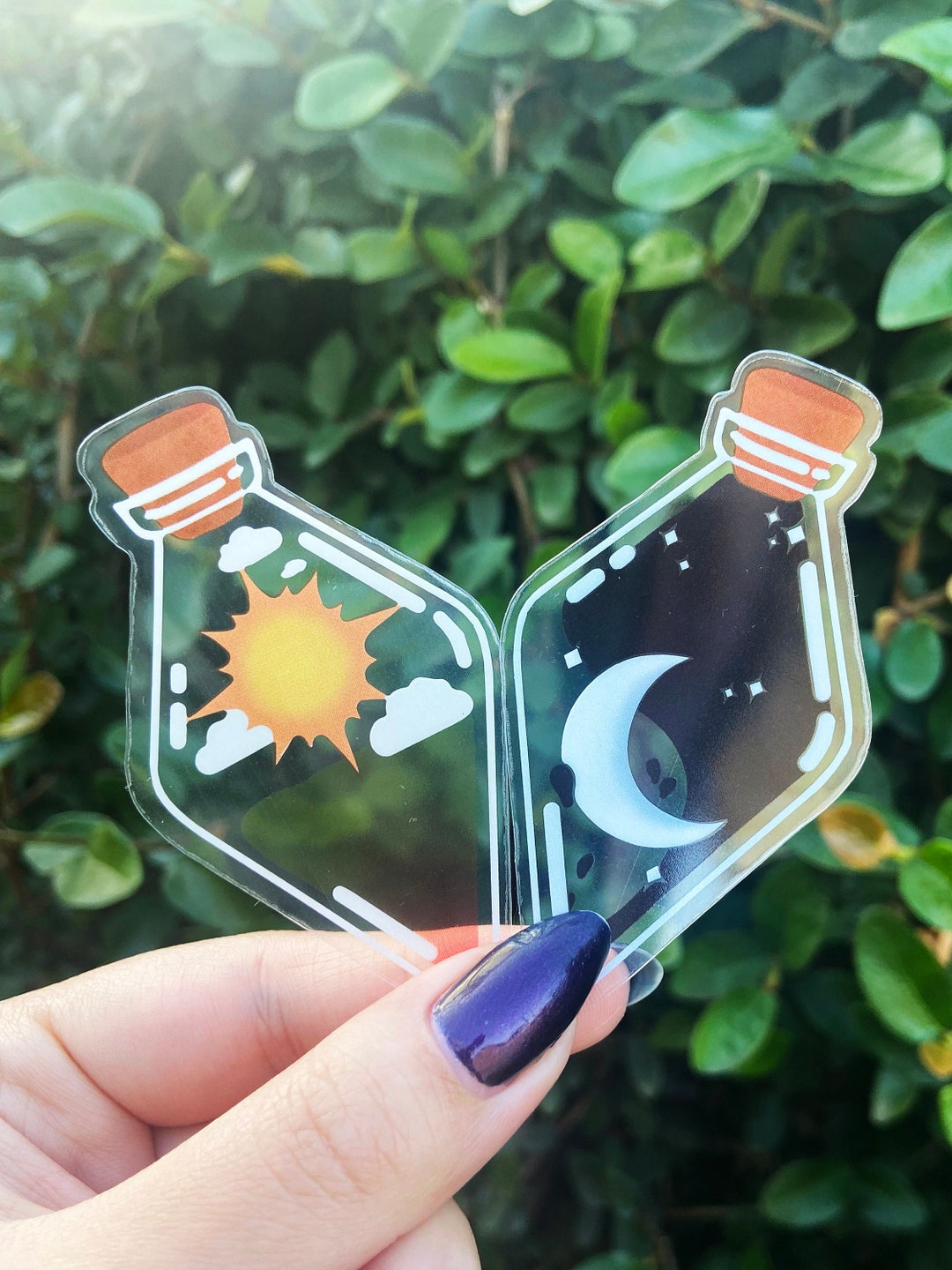 Sun and Moon Potion Bottle Transparent Stickers // Weatherproof Durable ...
