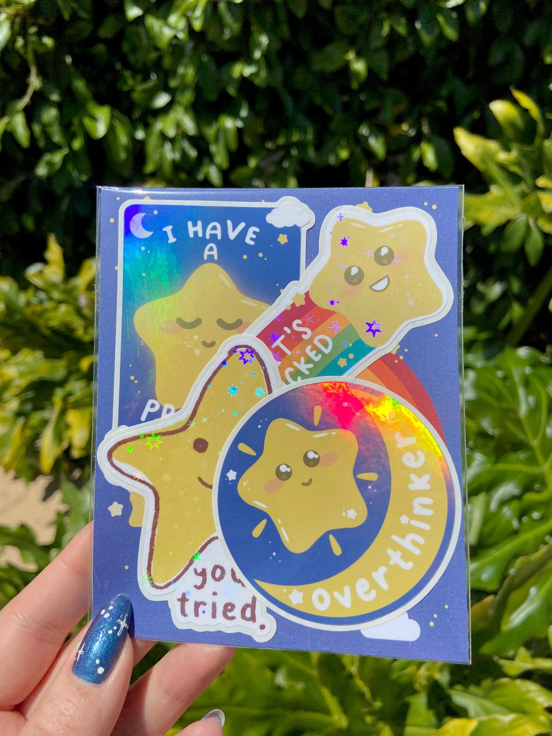 Stressed Starry Skies Sticker Pack | Water- Resistant | Holographic - Etsy