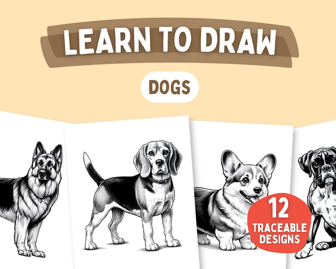 Dogs Tracing Guide, Learn to Draw Dogs, Tracing Art, Digital Download ...