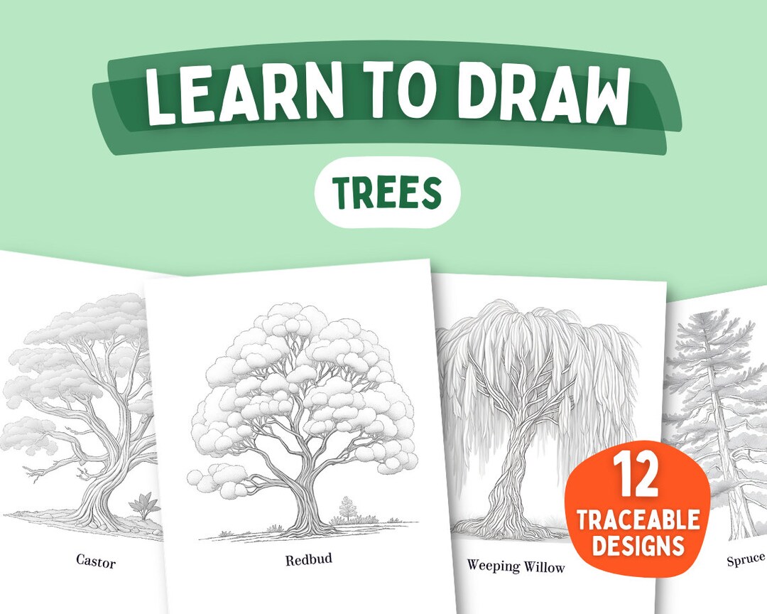 Trees Tracing Guide Learn to Draw Trees Tracing Art Digital - Etsy ...