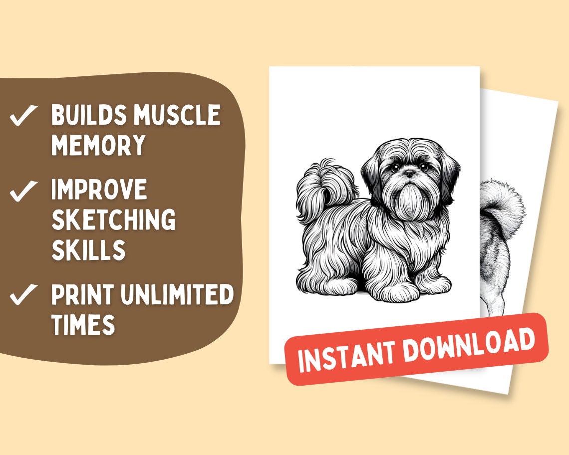 Dogs Tracing Guide, Learn to Draw Dogs, Tracing Art, Digital Download ...