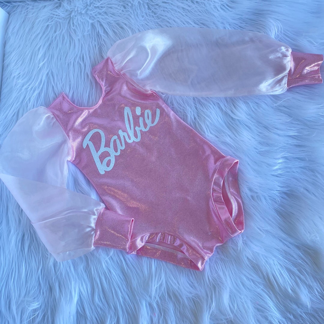 Glitter Metallic Baby Pink Long Bubble Sleeves Round Neck Baby Girl ...