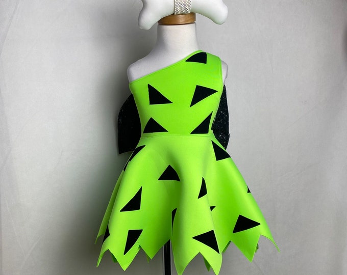 Pebbles the Flintstones Custom A-line One Shoulder Green Sleeveless ...