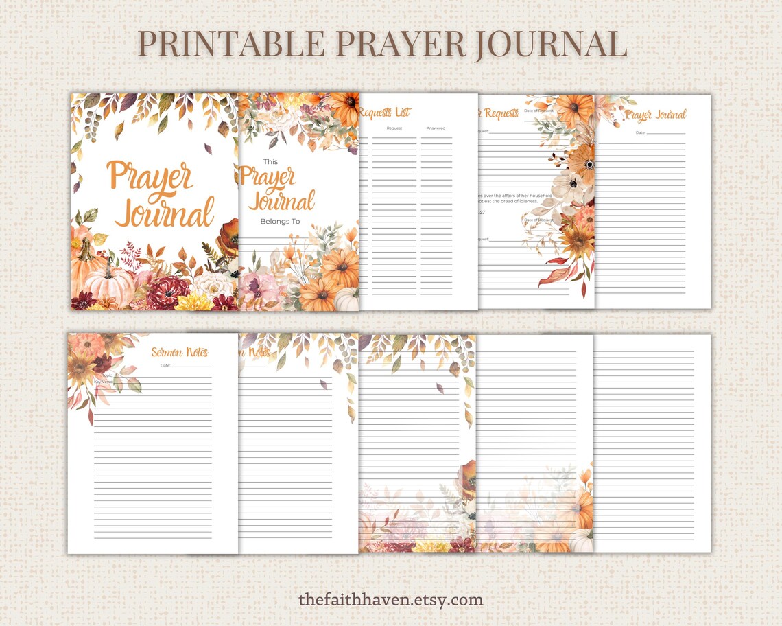 Prayer Journal Printable Bible Verse PDF Bible Study for Women | Fall ...