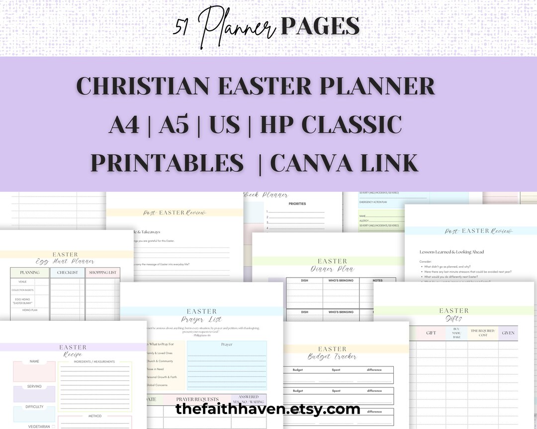 Christ-centered Easter Planner: Printable Holiday Organizer (digital ...