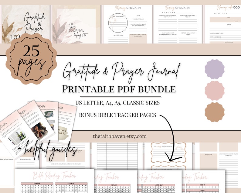 Prayer Journal Printable Gratitude Journal Template Bible Study Instant ...