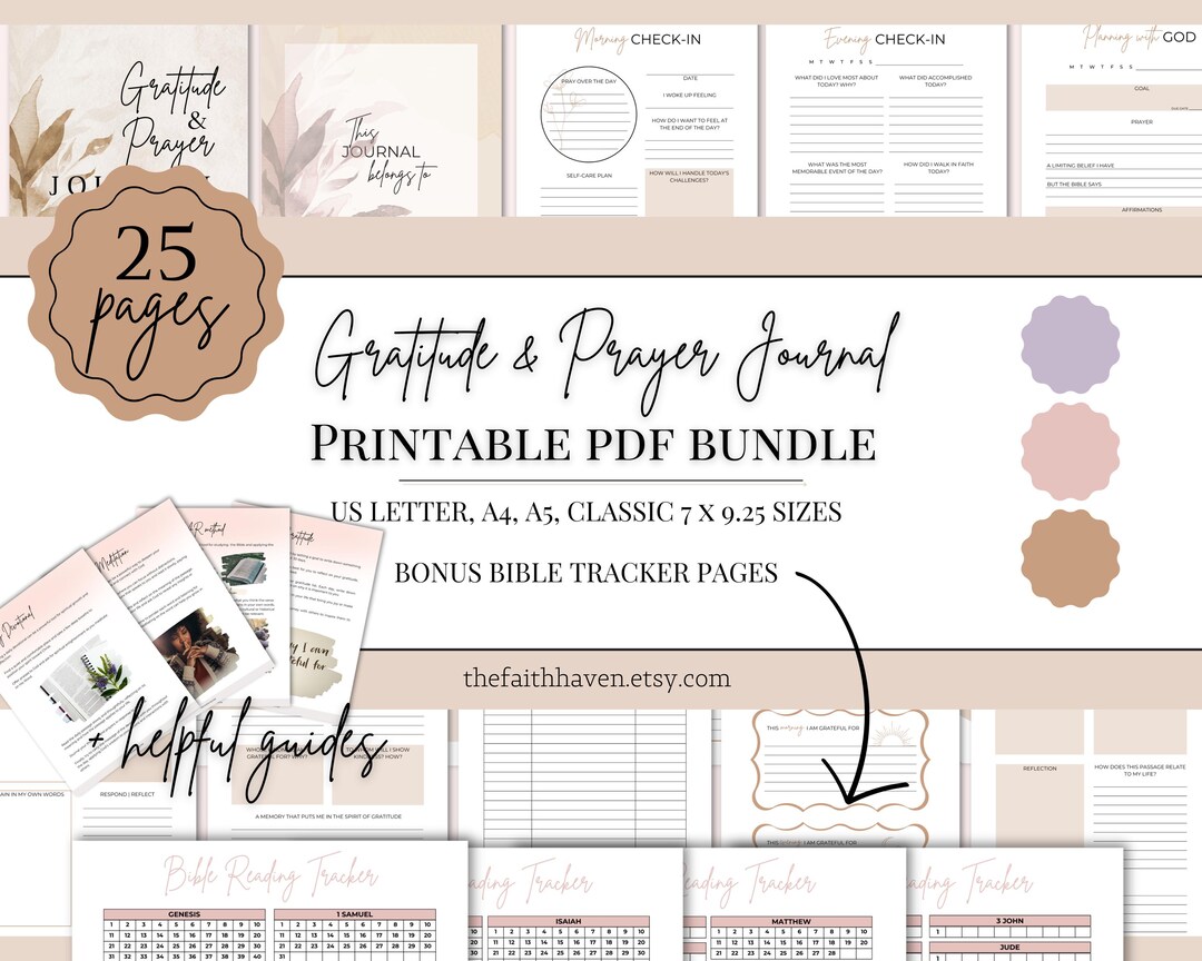 Prayer Journal Printable Gratitude Journal Template Bible Study Instant ...