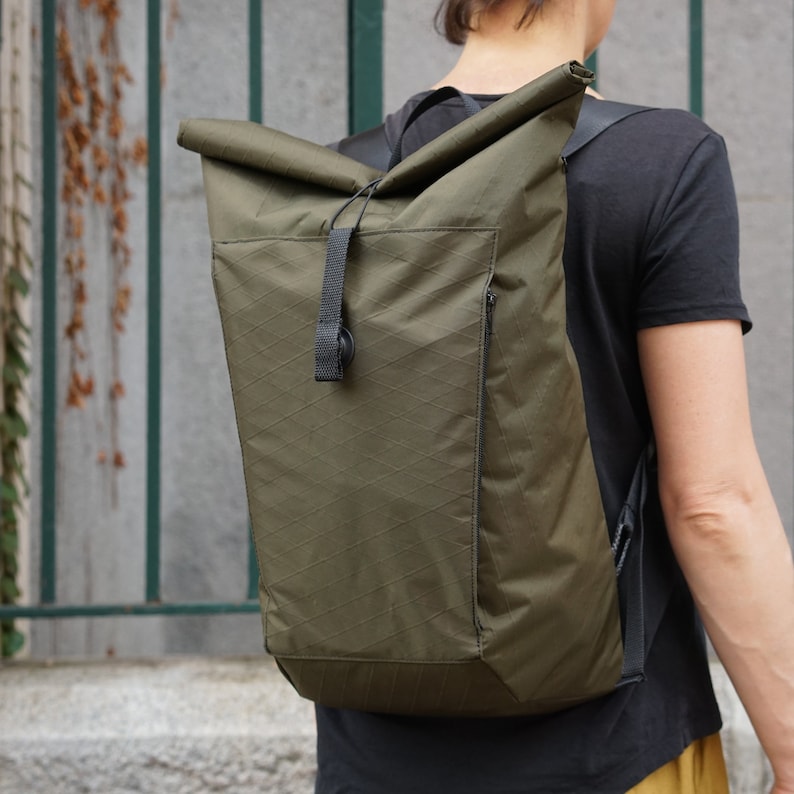 Green X-pac Roll Top Backpack, Ultralight and Waterproof City Backpack ...