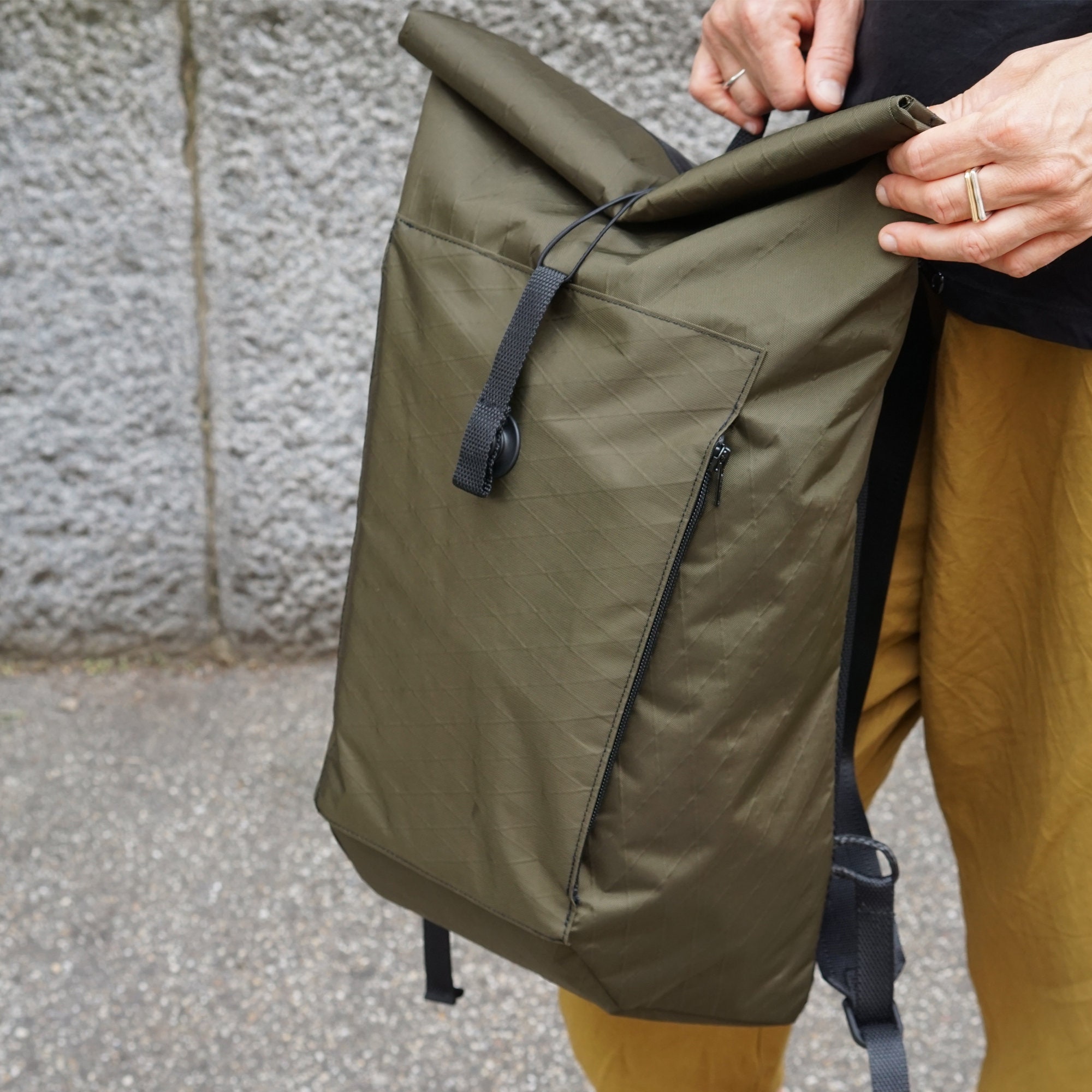 Green X-pac Roll Top Backpack, Ultralight and Waterproof City Backpack ...