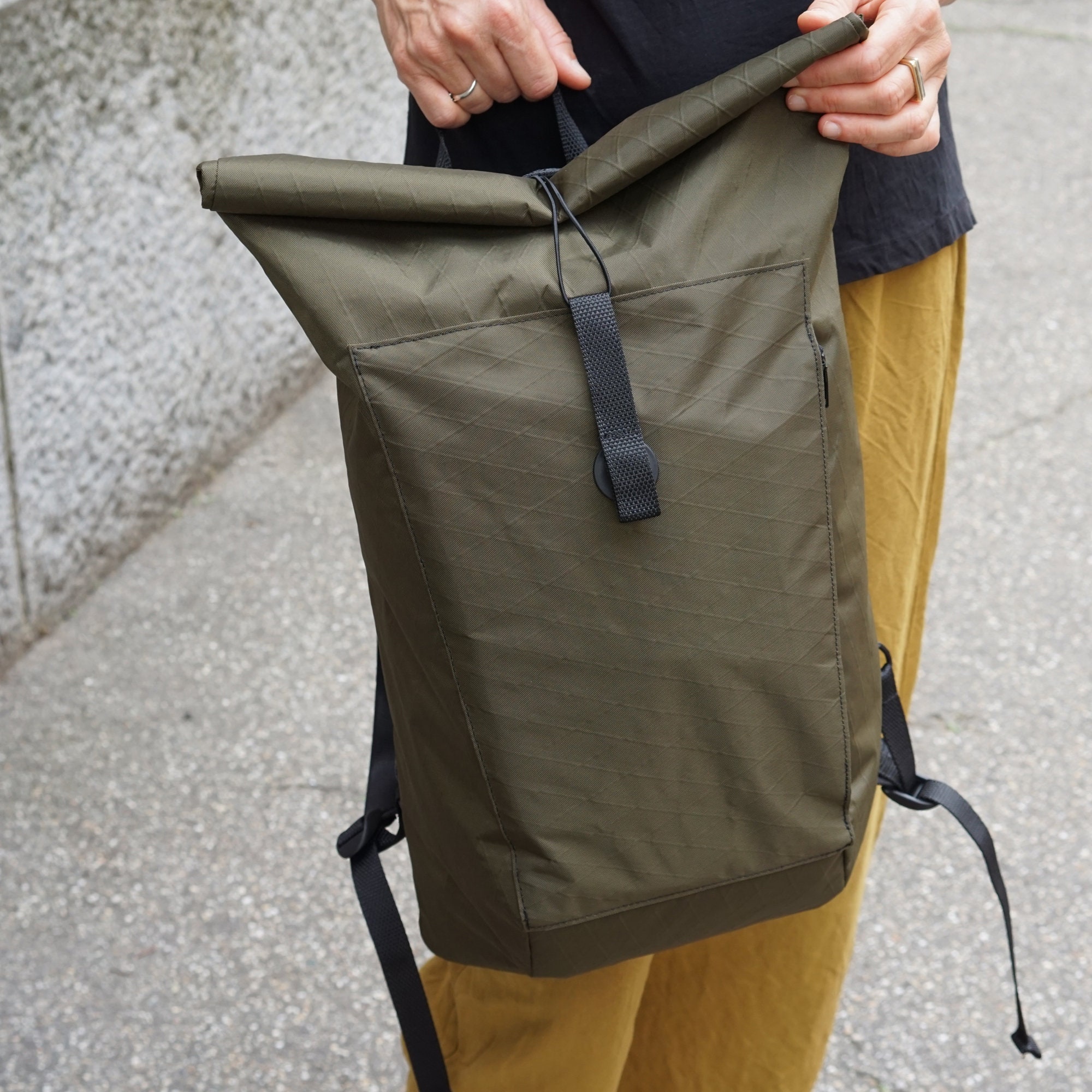 Green X-pac Roll Top Backpack, Ultralight and Waterproof City Backpack ...