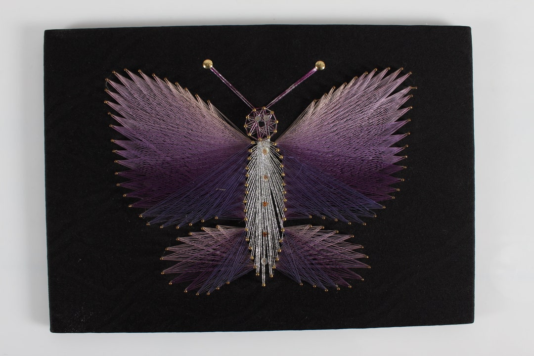 String Art Butterfly - Purple Butterfly - Nails and Strings Art ...