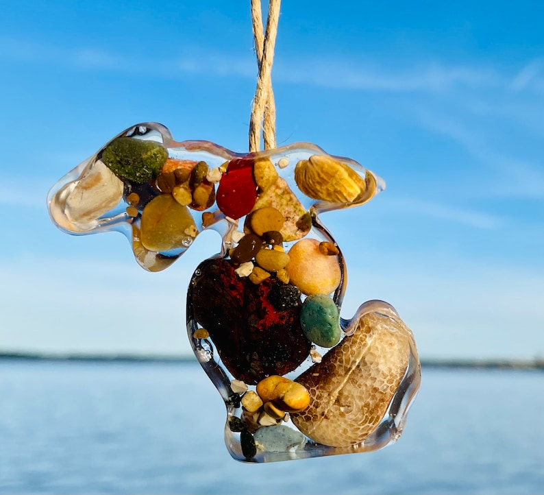 Lake Michigan Stone Art Ornament | Michigan Souvenir - Etsy