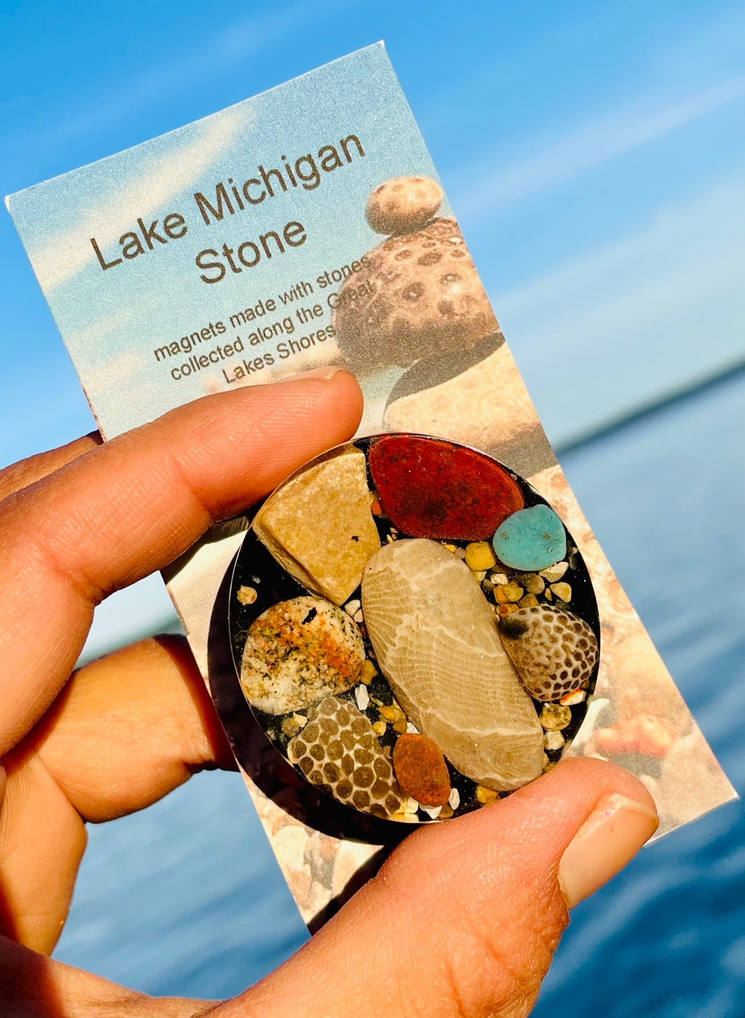 Michigan Stone Magnets| Lake MI Shoreline Petoskey Stone Magnet | Lake ...