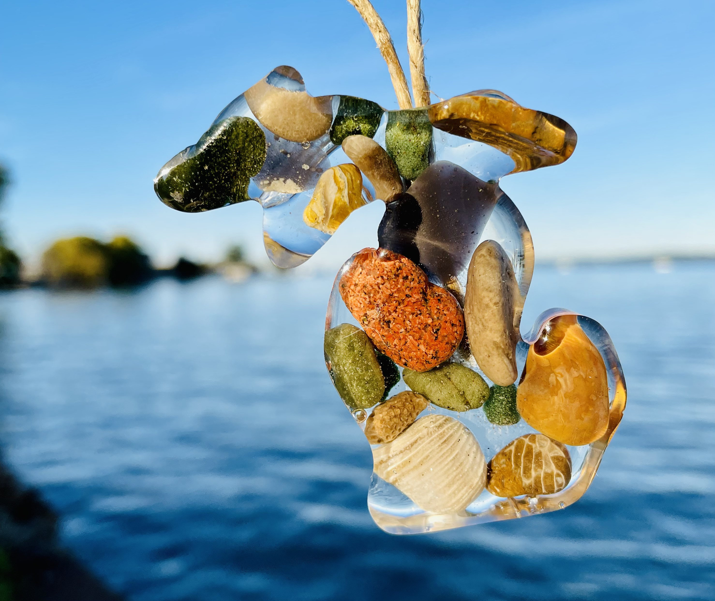 Lake Michigan Stone Art Ornament | Michigan Souvenir - Etsy