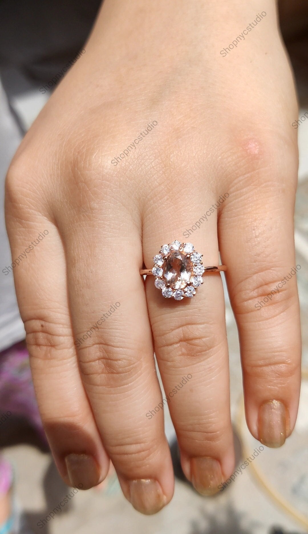 Morganit Ring, Natürlicher Morganit 14K Roségold Vermeil Ring, Morganit ...